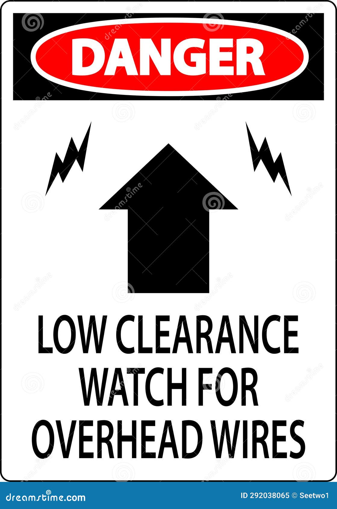 Danger Sign Low Clearance, Watch for Overhead Wires Stock Vector ...