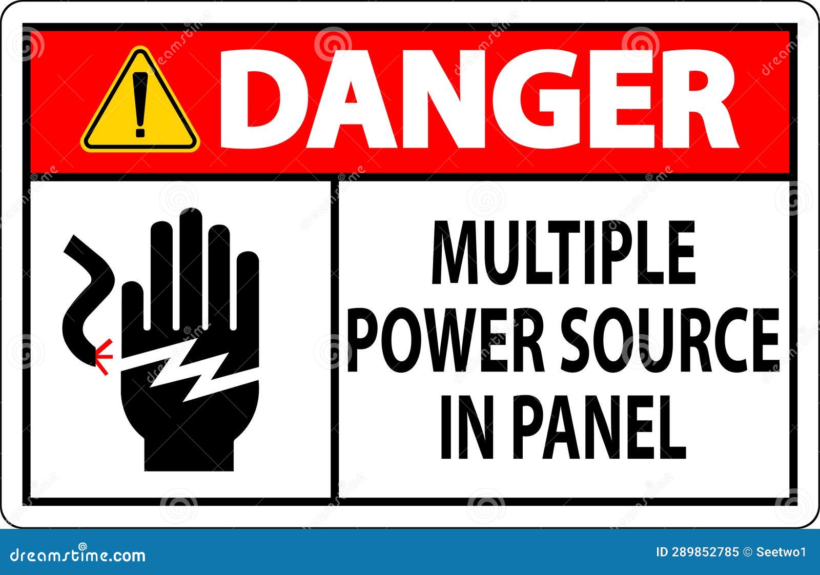 Danger Sign Multiple Power Source in Panel Stock Vector - Illustration ...