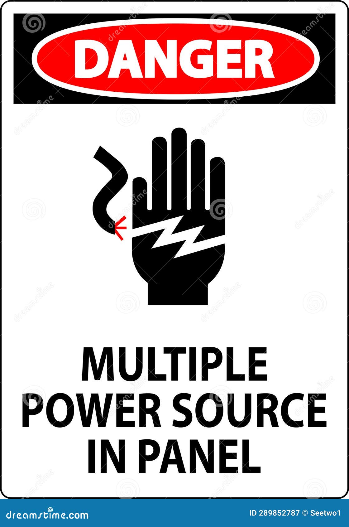 Danger Sign Multiple Power Source in Panel Stock Illustration ...
