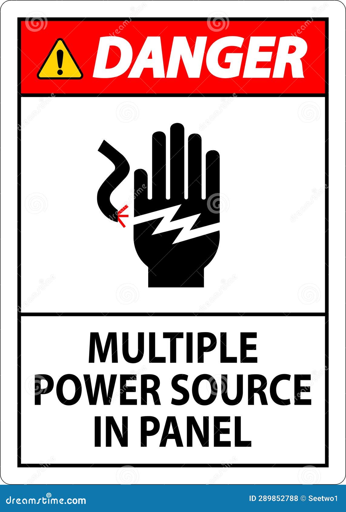 Danger Sign Multiple Power Source in Panel Stock Illustration ...