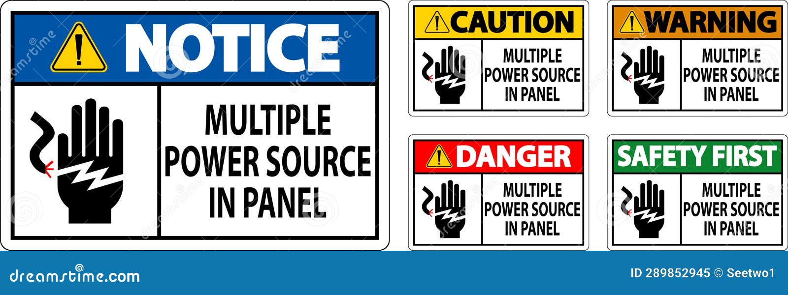 Danger Sign Multiple Power Source in Panel Stock Illustration ...