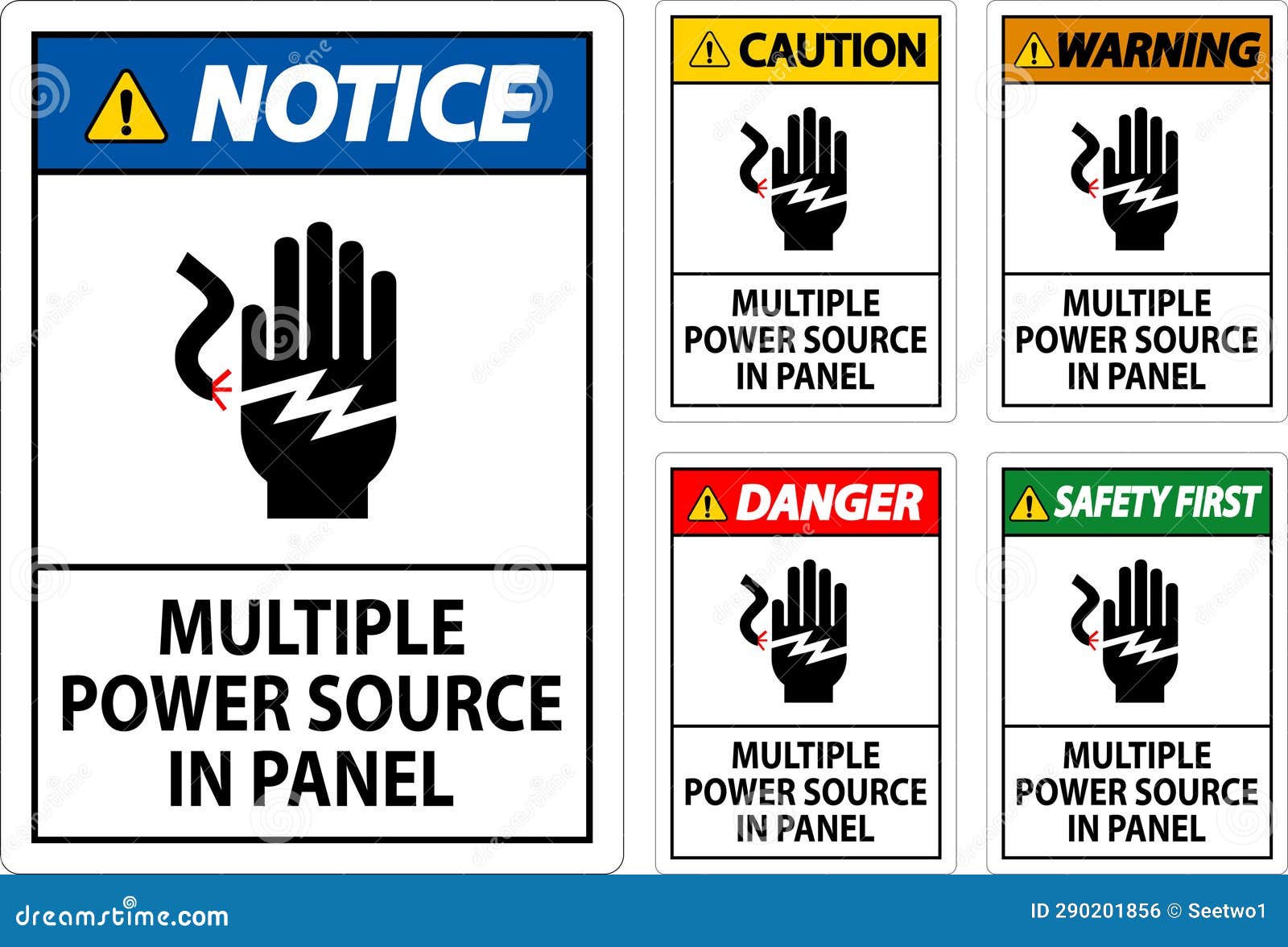 Danger Sign Multiple Power Source in Panel Stock Vector - Illustration ...