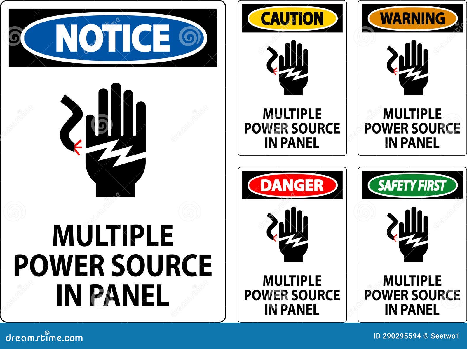 Danger Sign Multiple Power Source in Panel Stock Vector - Illustration ...