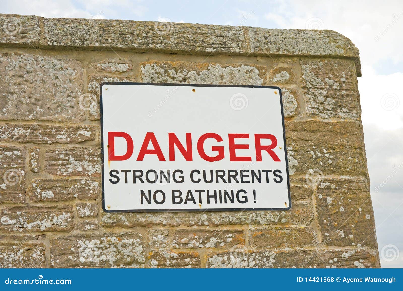 Danger sign; no bathing. stock photo. Image of sport - 14421368