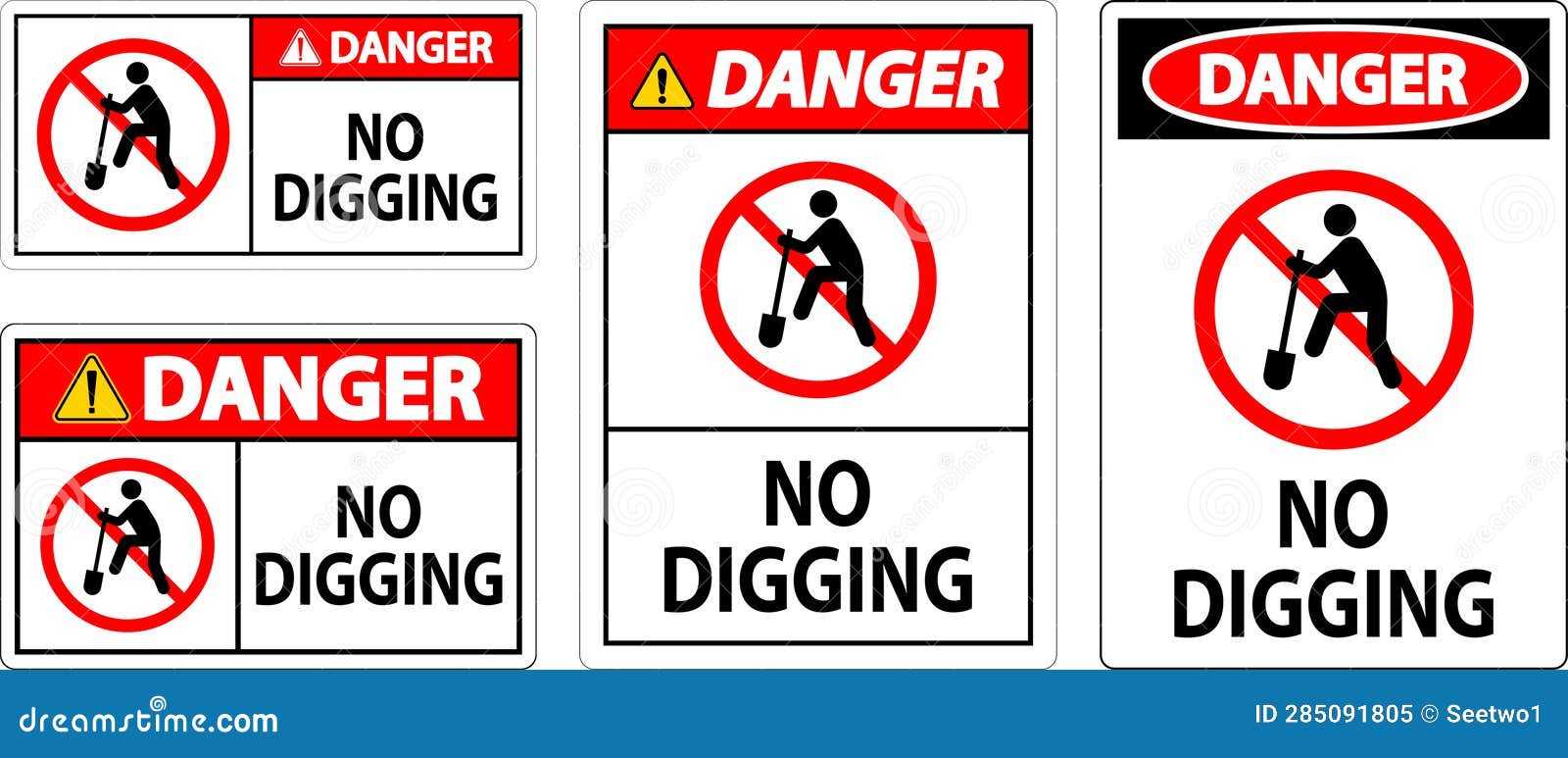 Danger Sign, No Digging Sign Stock Vector - Illustration of digging ...