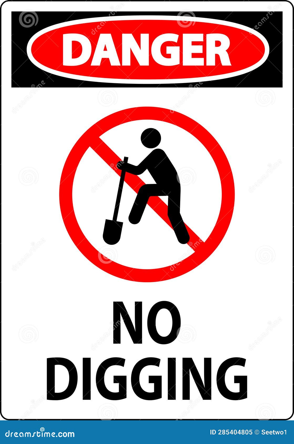 Danger Sign, No Digging Sign Stock Vector - Illustration of digging ...