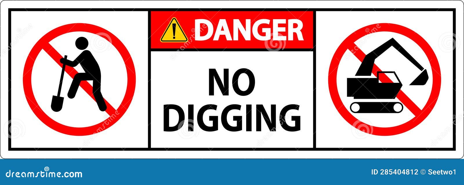 Danger Sign, No Digging Sign Stock Vector - Illustration of attention ...