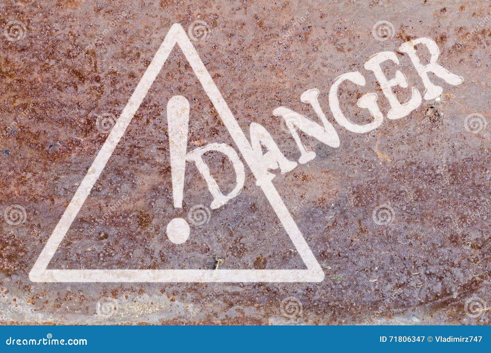 The Danger Sign on the Old Rusty Sheet Stock Image - Image of paint ...