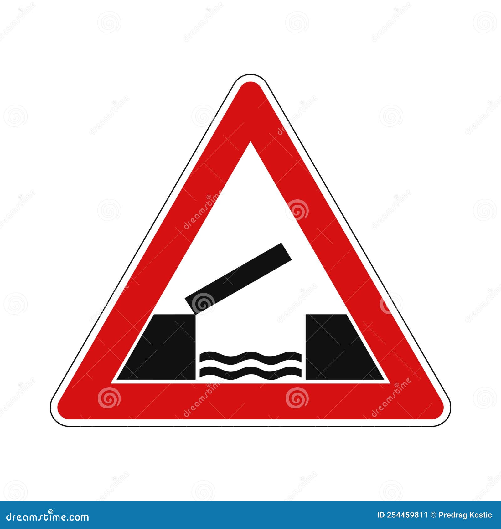 Danger sign open bridge stock illustration. Illustration of label ...