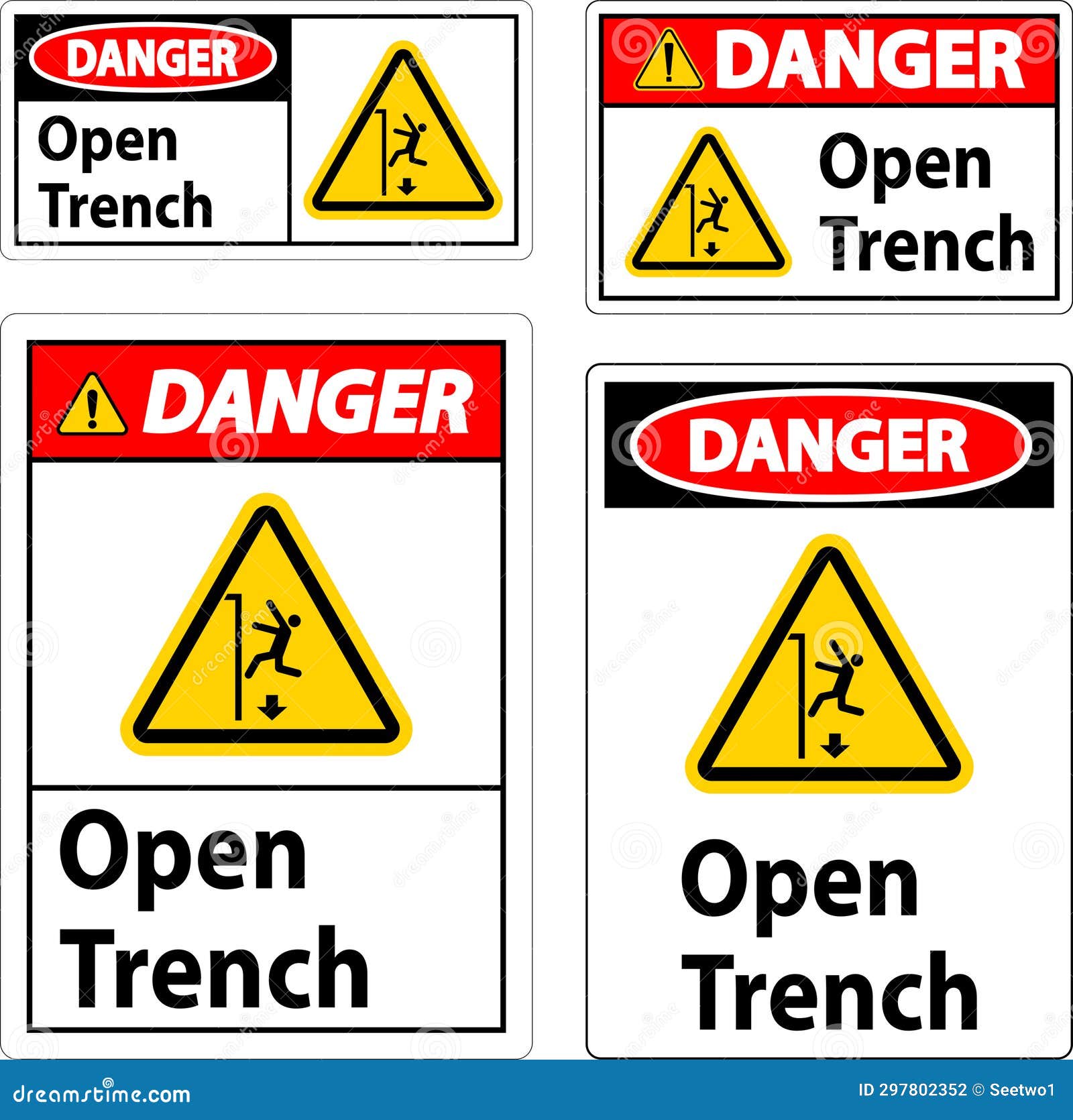 Danger Sign Open Trench stock vector. Illustration of beware - 297802352