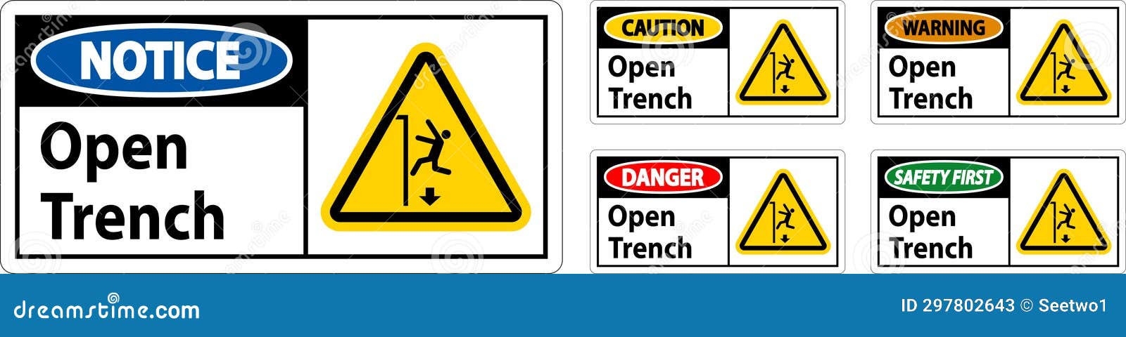 Danger Sign Open Trench stock vector. Illustration of attention - 297802643