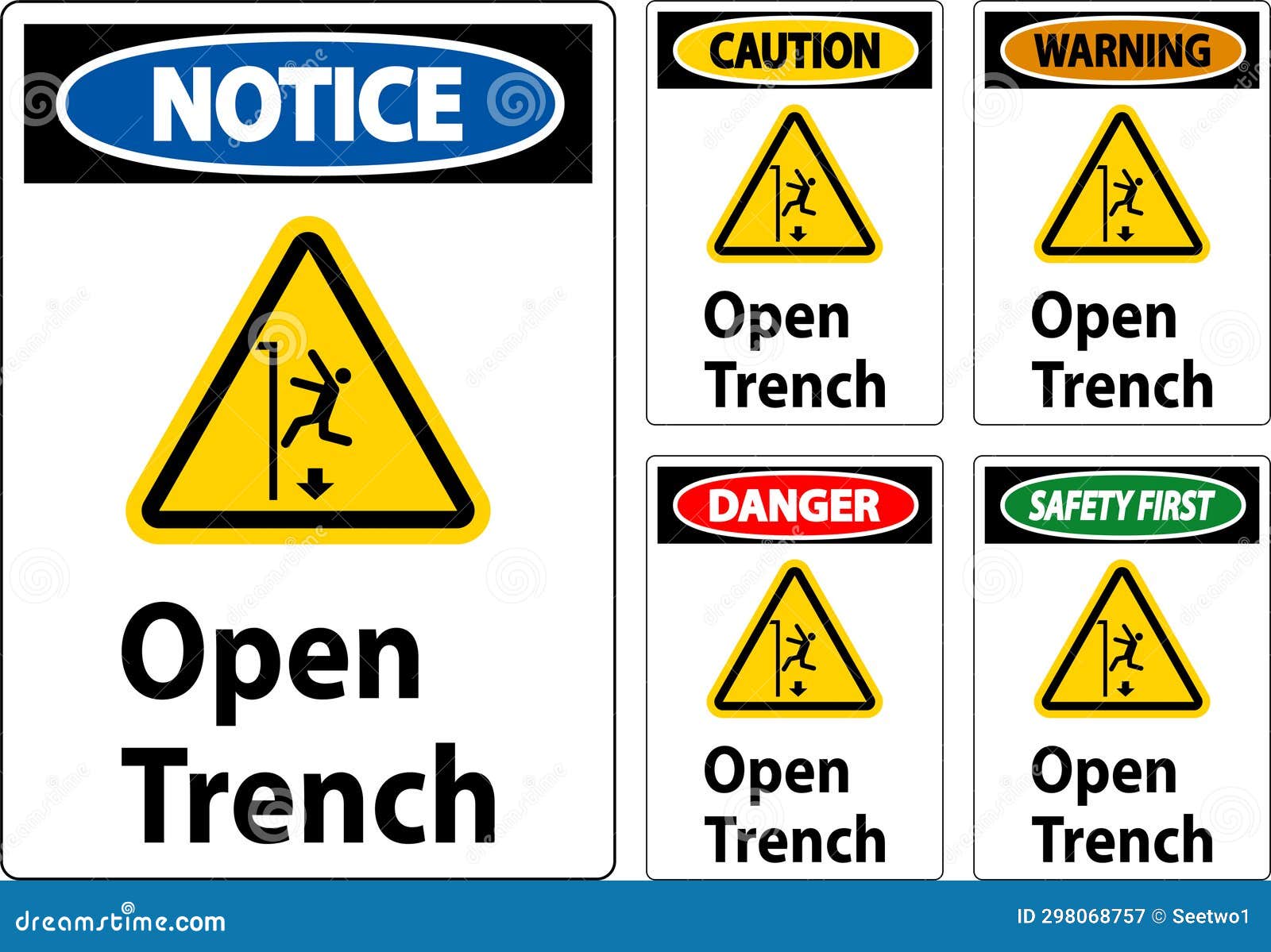 Danger Sign Open Trench stock vector. Illustration of hole - 298068757