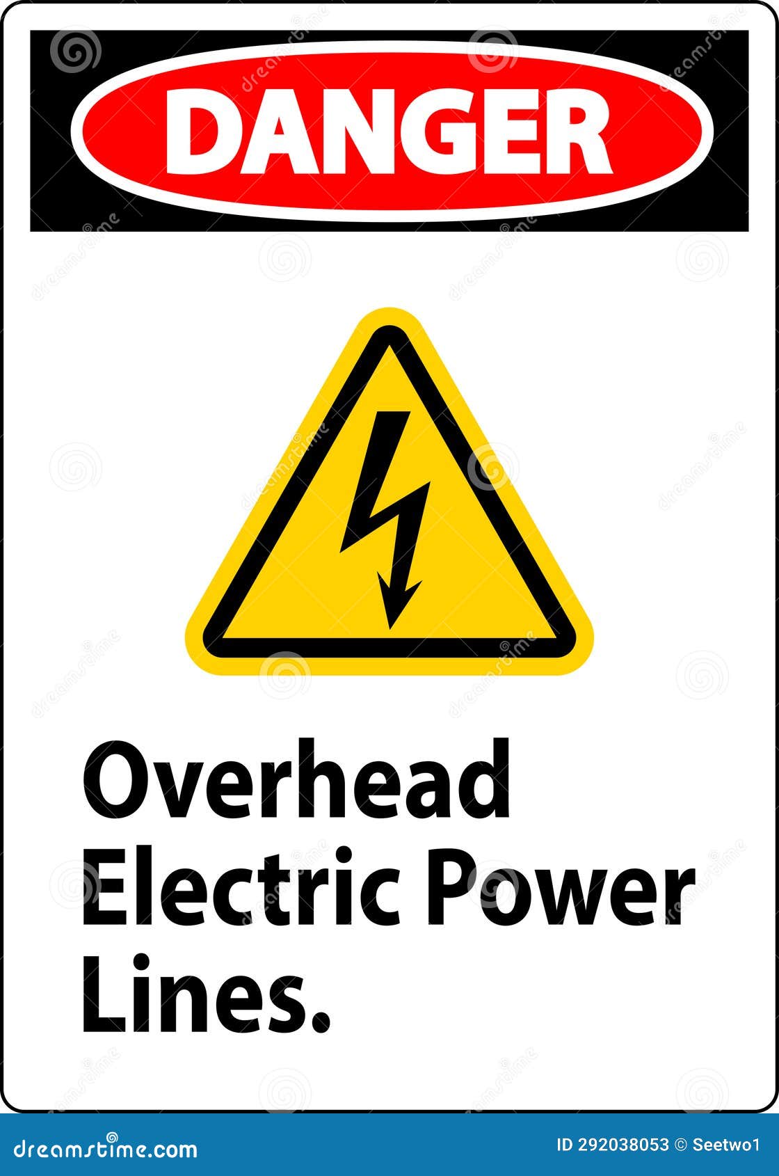 Danger Sign Overhead Electric Power Lines Stock Illustration ...