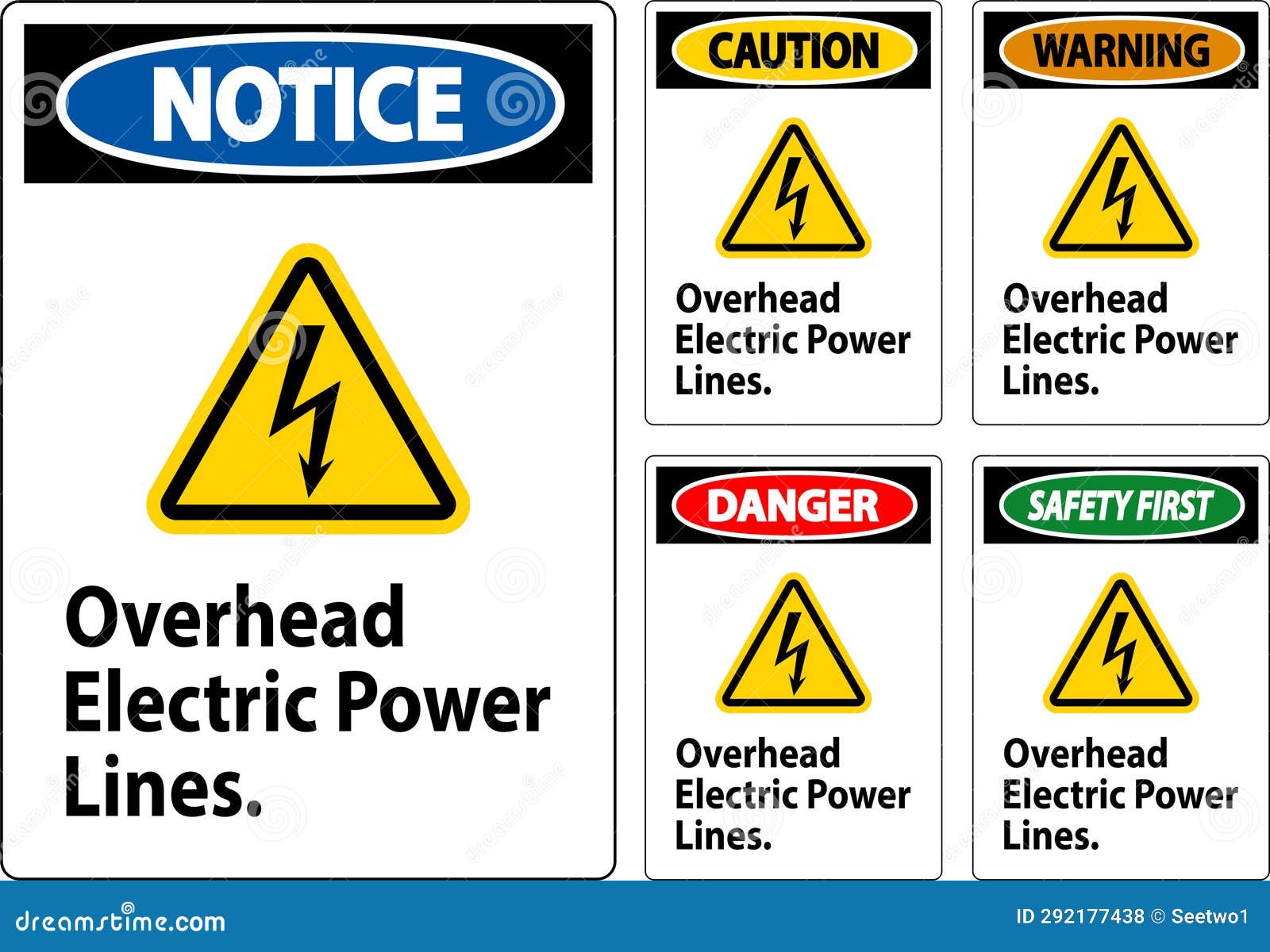 Danger Sign Overhead Electric Power Lines Stock Illustration ...