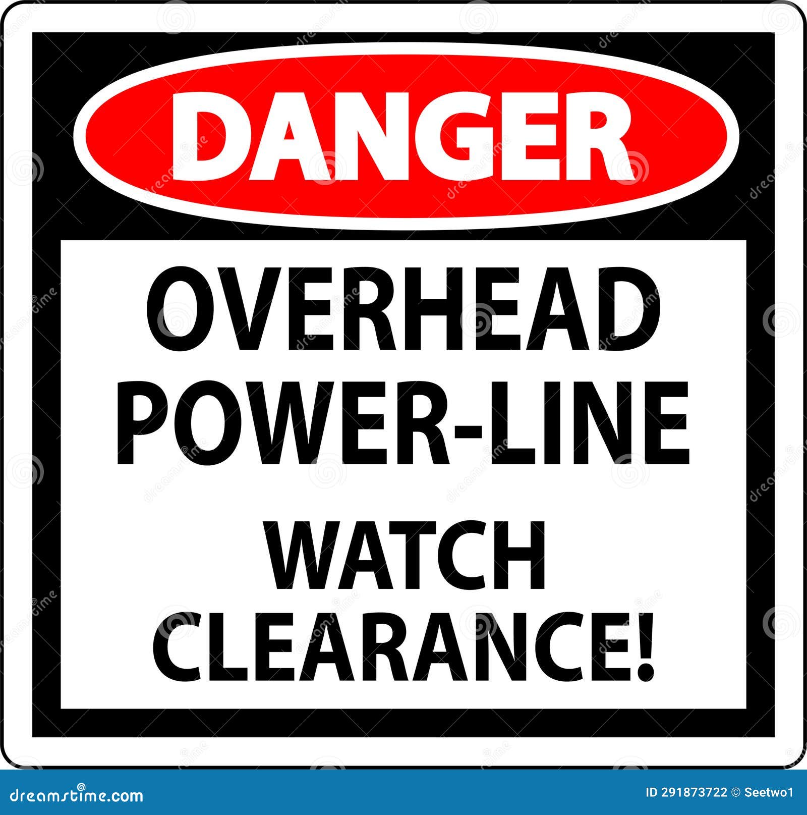 Danger Sign Overhead Power Line Watch Clearance Stock Vector ...