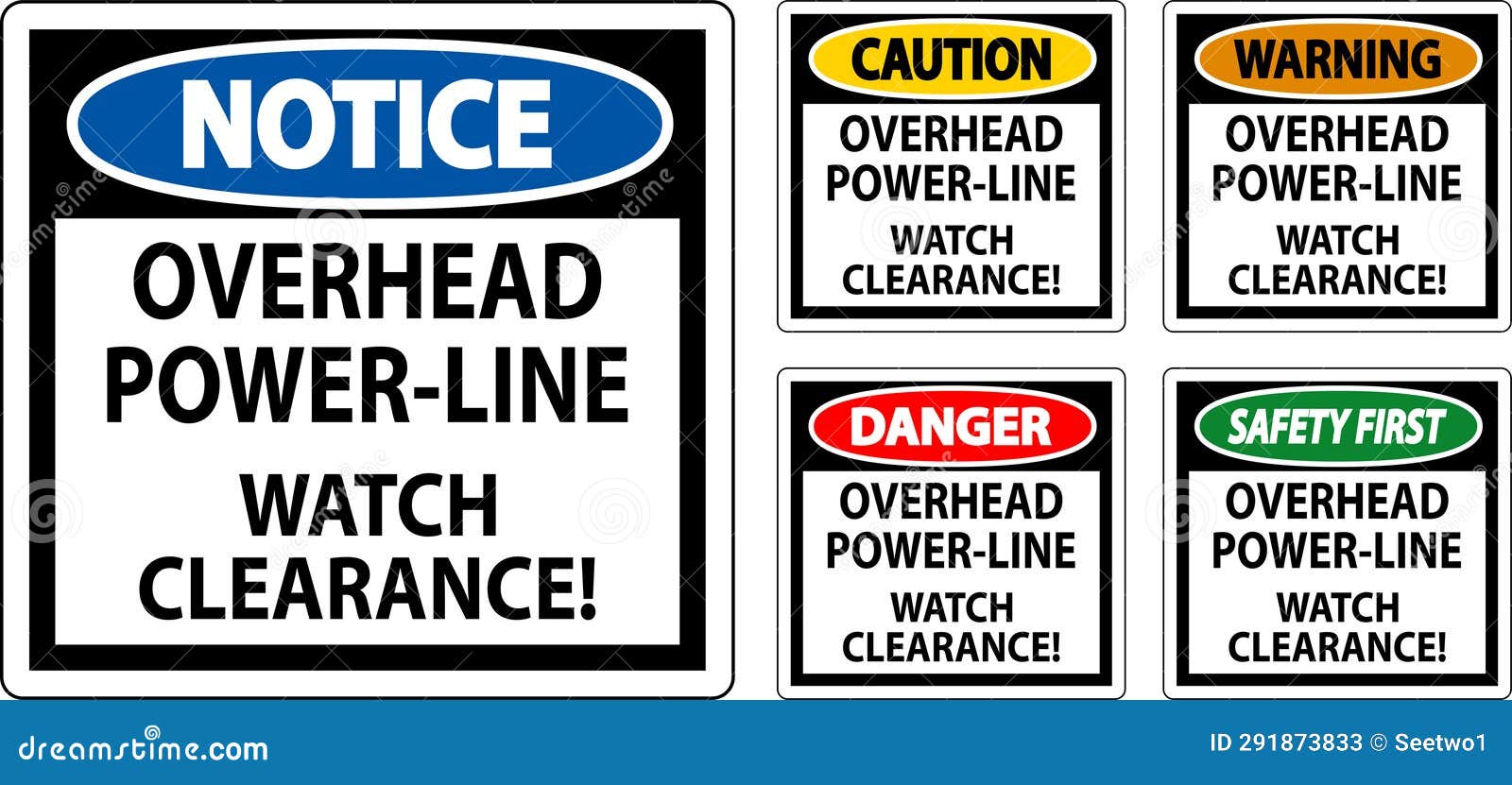 Danger Sign Overhead Power Line Watch Clearance Stock Vector ...