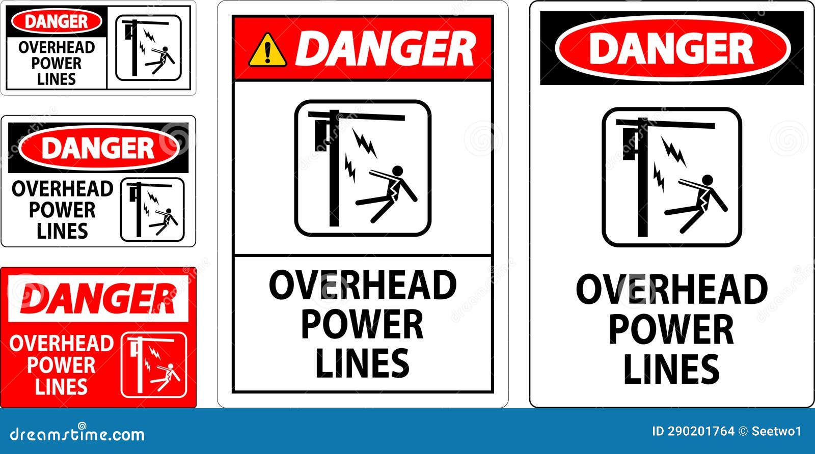 Danger Sign Overhead Power Lines Stock Vector - Illustration of notice ...