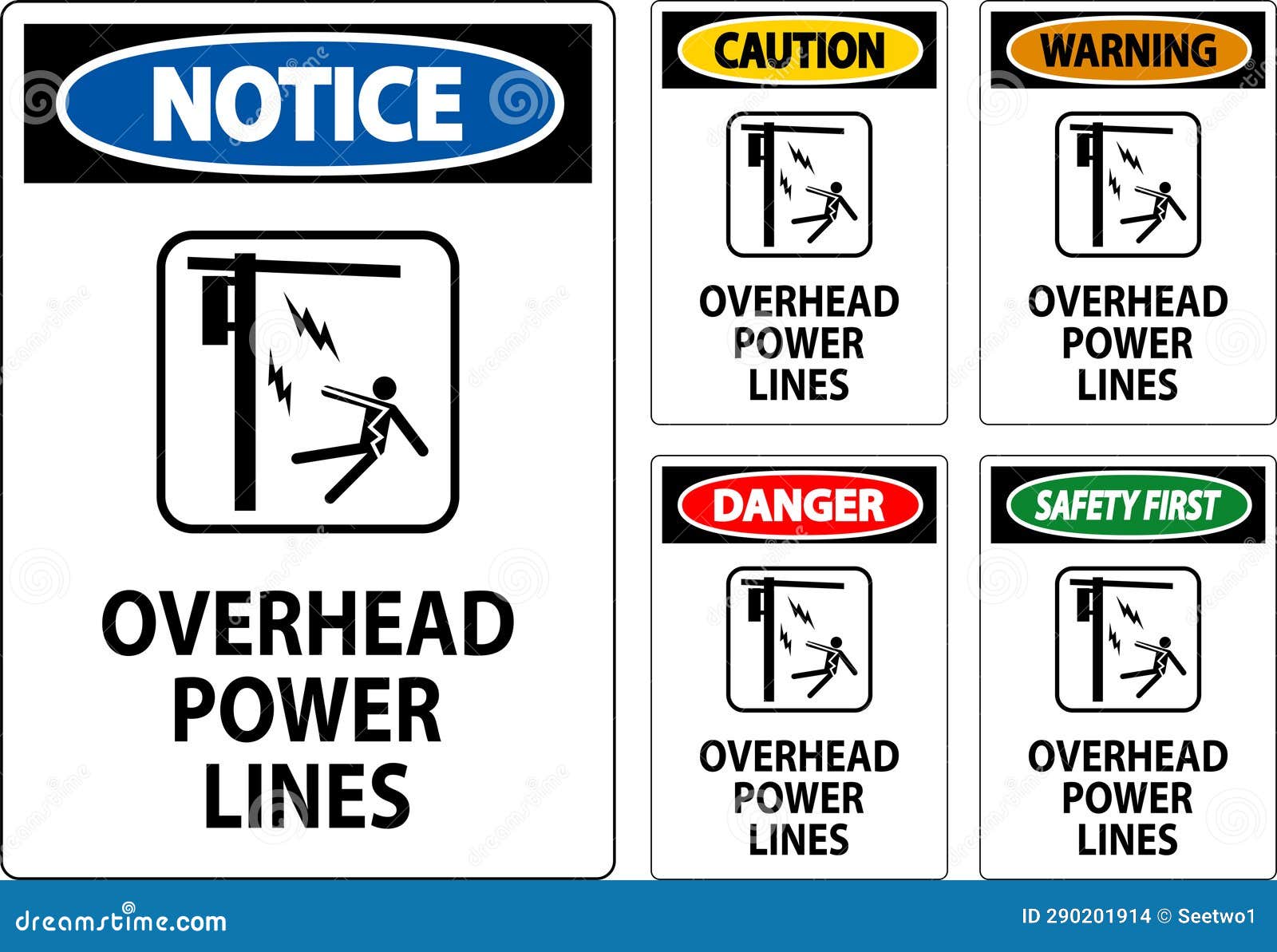 Danger Sign Overhead Power Lines Stock Vector - Illustration of hazard ...