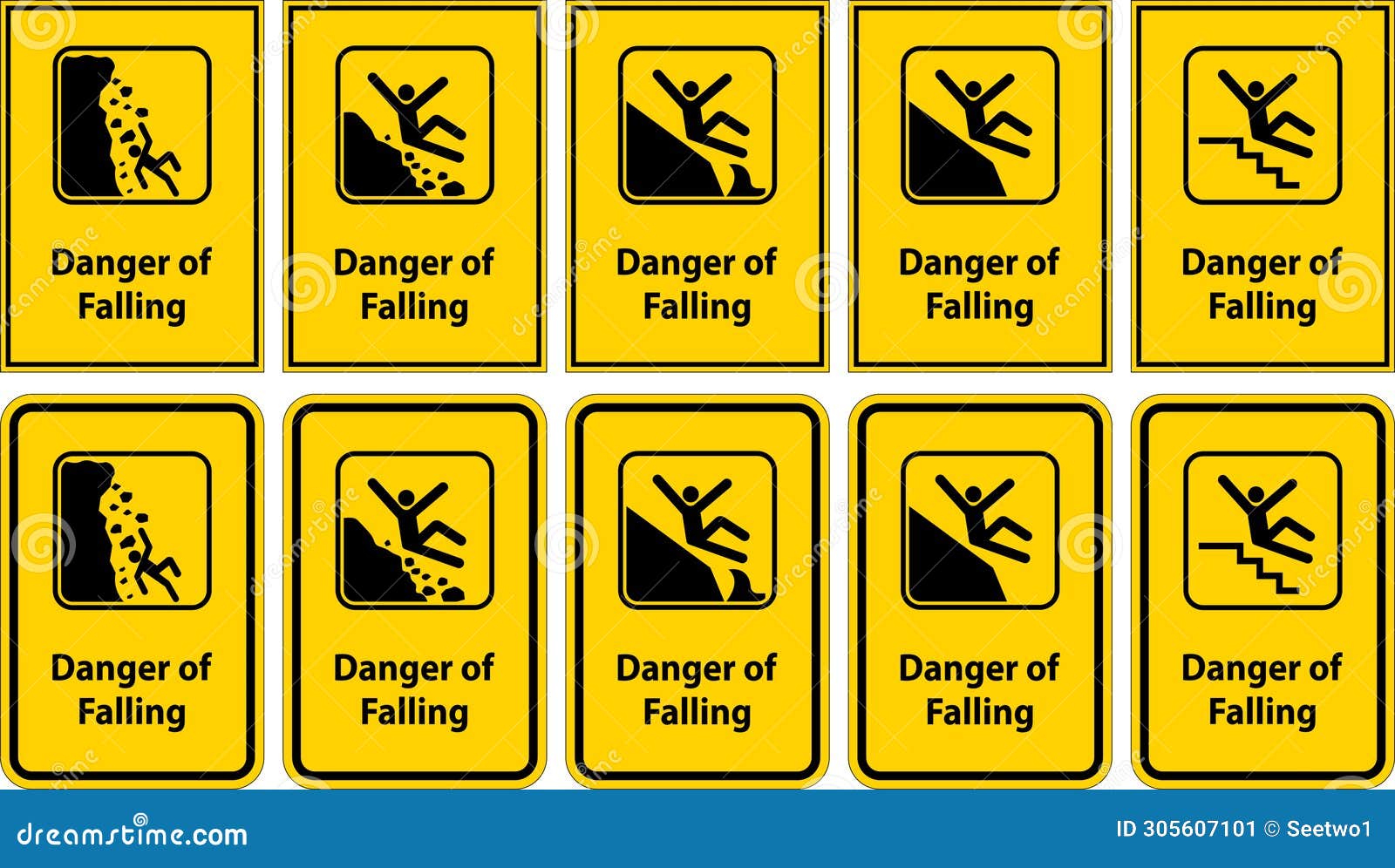 Danger Sign, Park Sign and Guide Sign, Danger of Falling Stock Vector ...