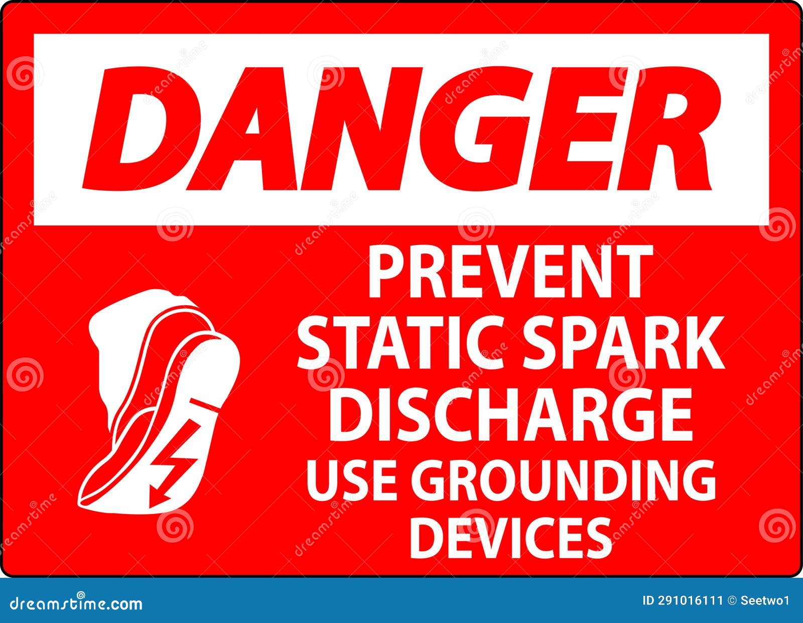 Danger Sign Prevent Static Spark Discharge, Use Grounding Devices Stock ...