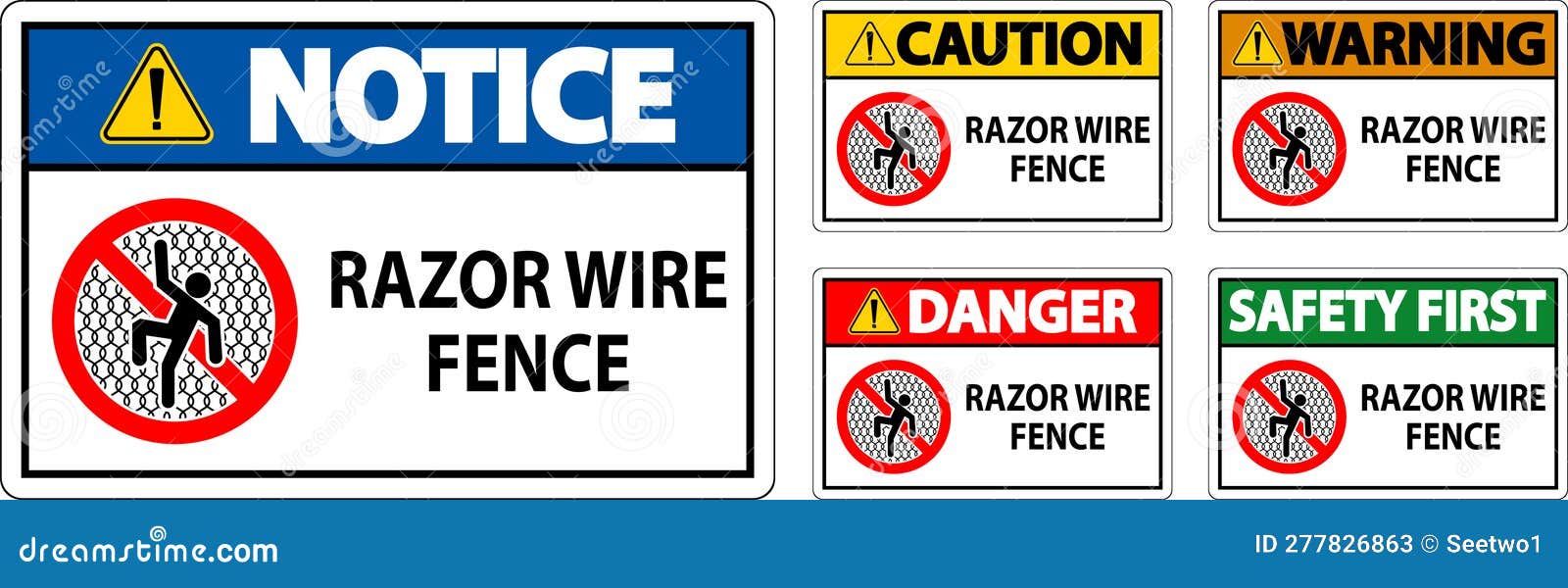Danger Sign Razor Wire Fence on White Background Stock Vector ...