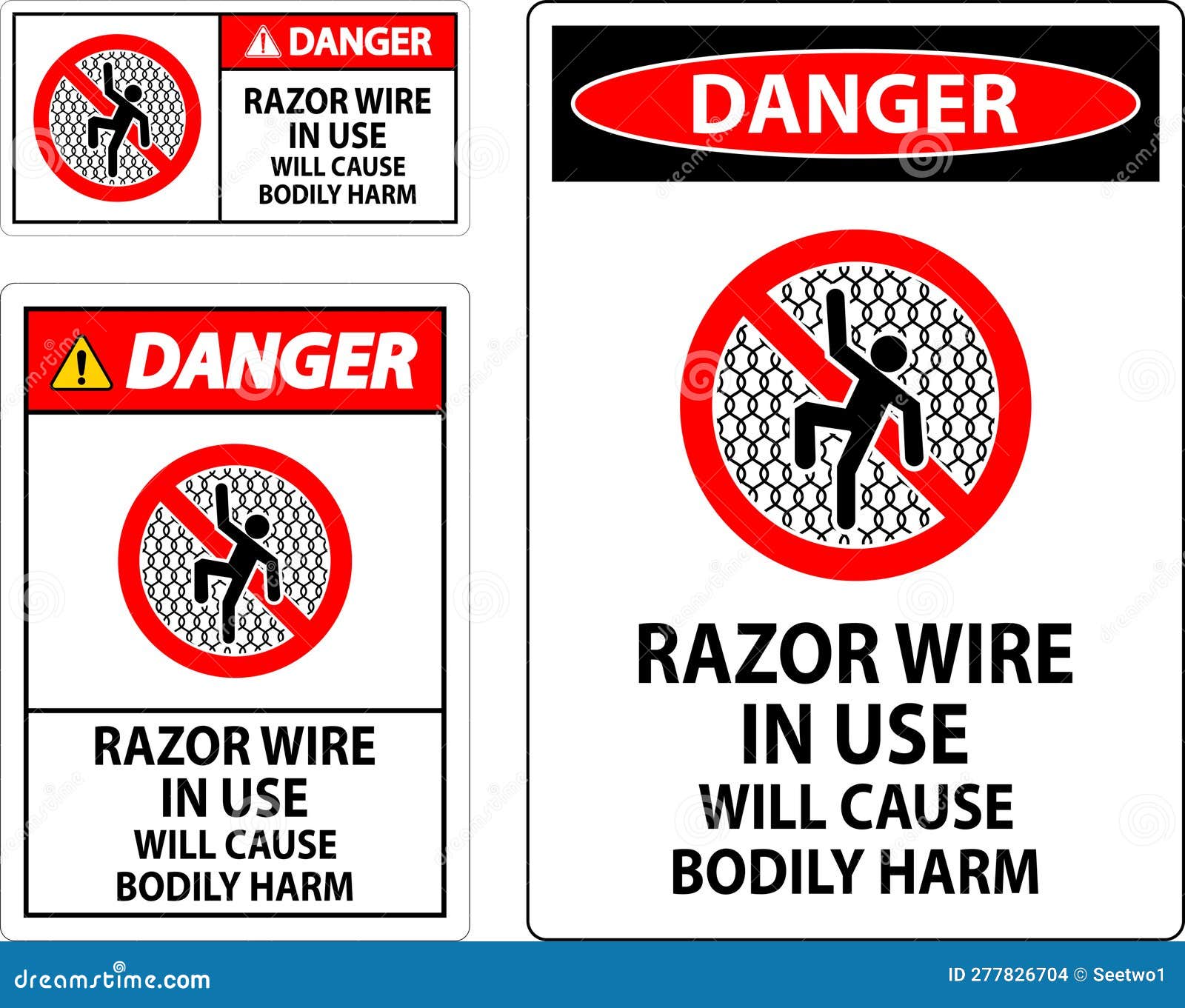 Danger Sign Razor Wire in Use Will Cause Bodily Harm Stock Vector ...