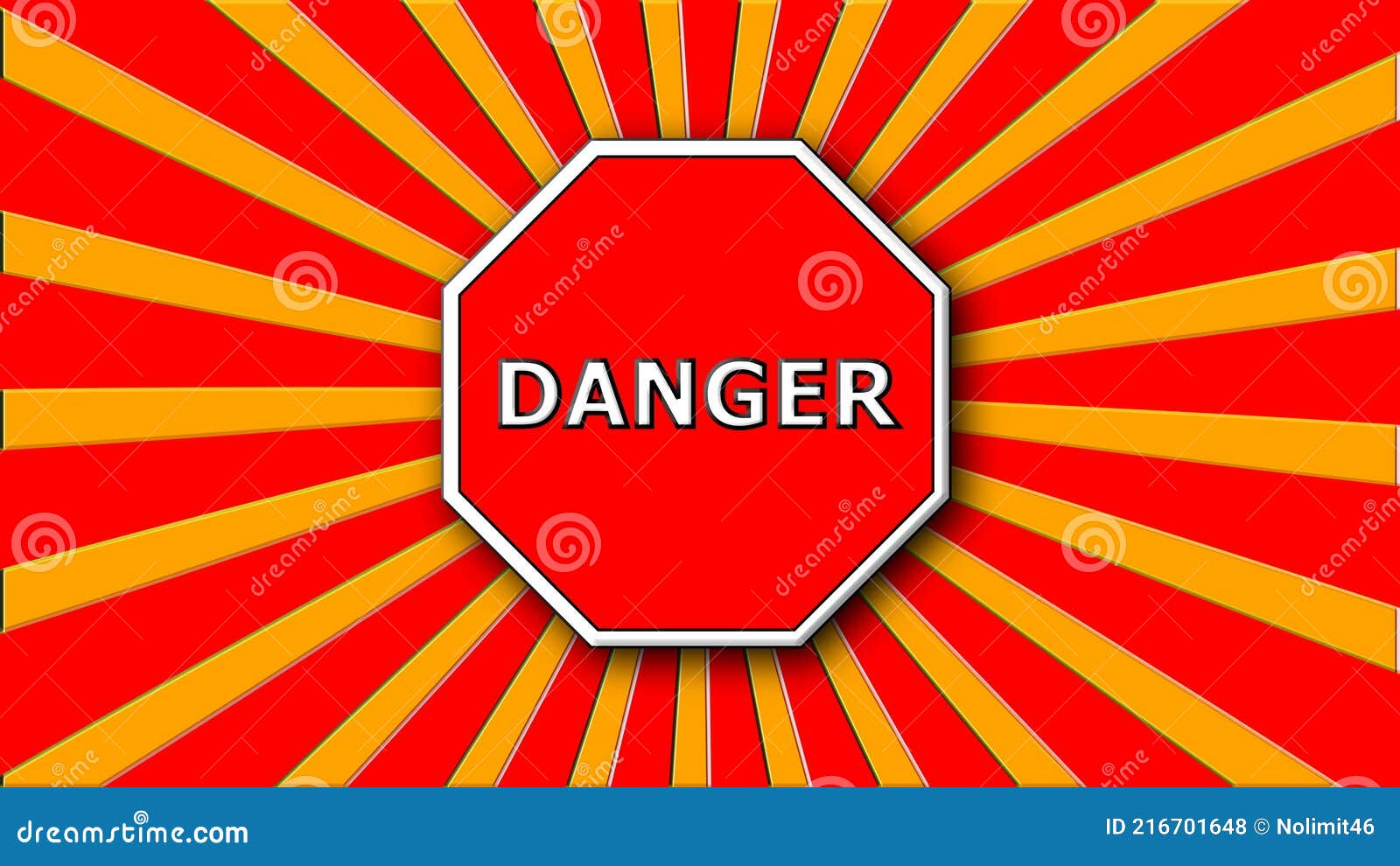Danger Sign on Red and Cartoon Rays, Decoration for Creative, 3d ...