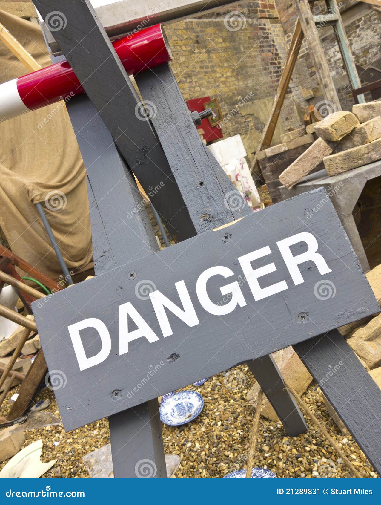 Danger Sign Restricting Access To a Building Site Stock Image - Image ...