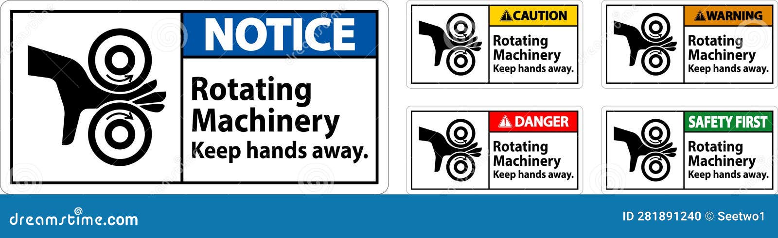 Danger Sign Rotating Machinery Keep Hands Away Stock Vector ...