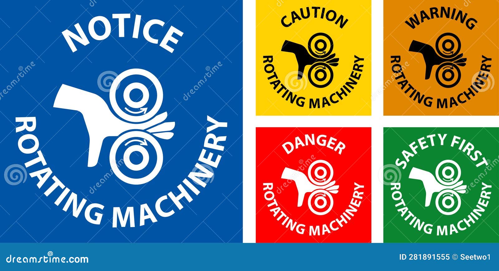 Danger Sign Rotating Machinery Keep Hands Away Stock Vector ...