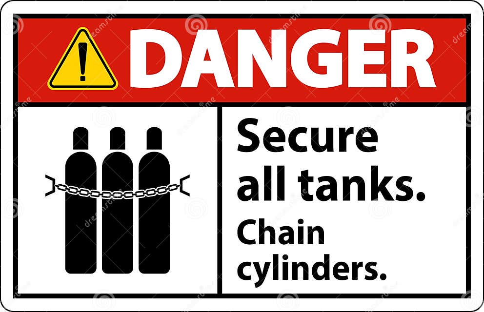 Danger Sign Secure All Tanks, Chain Cylinders Stock Vector ...