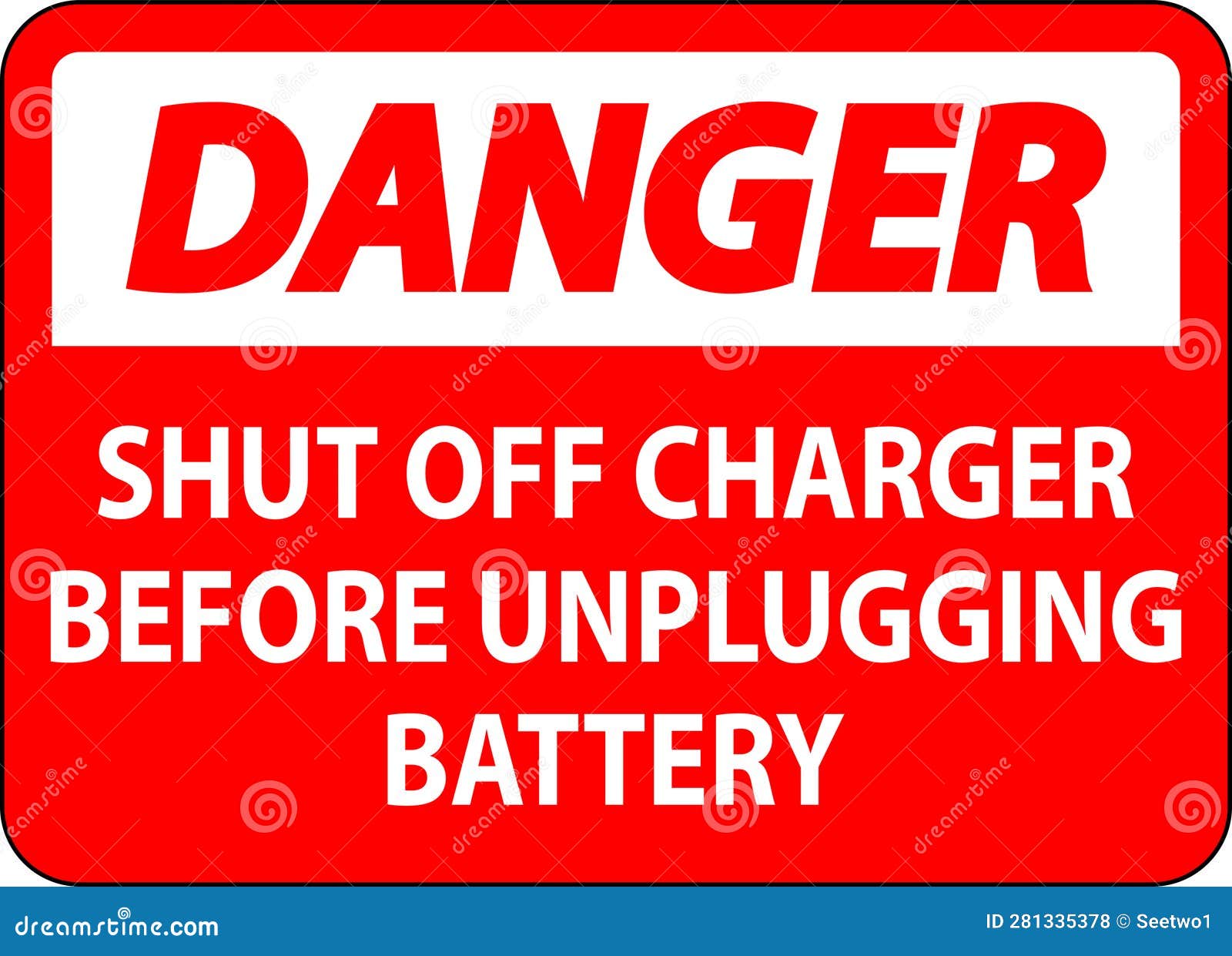Danger Sign Shut Off Charger before Unplugging Battery Stock Vector ...