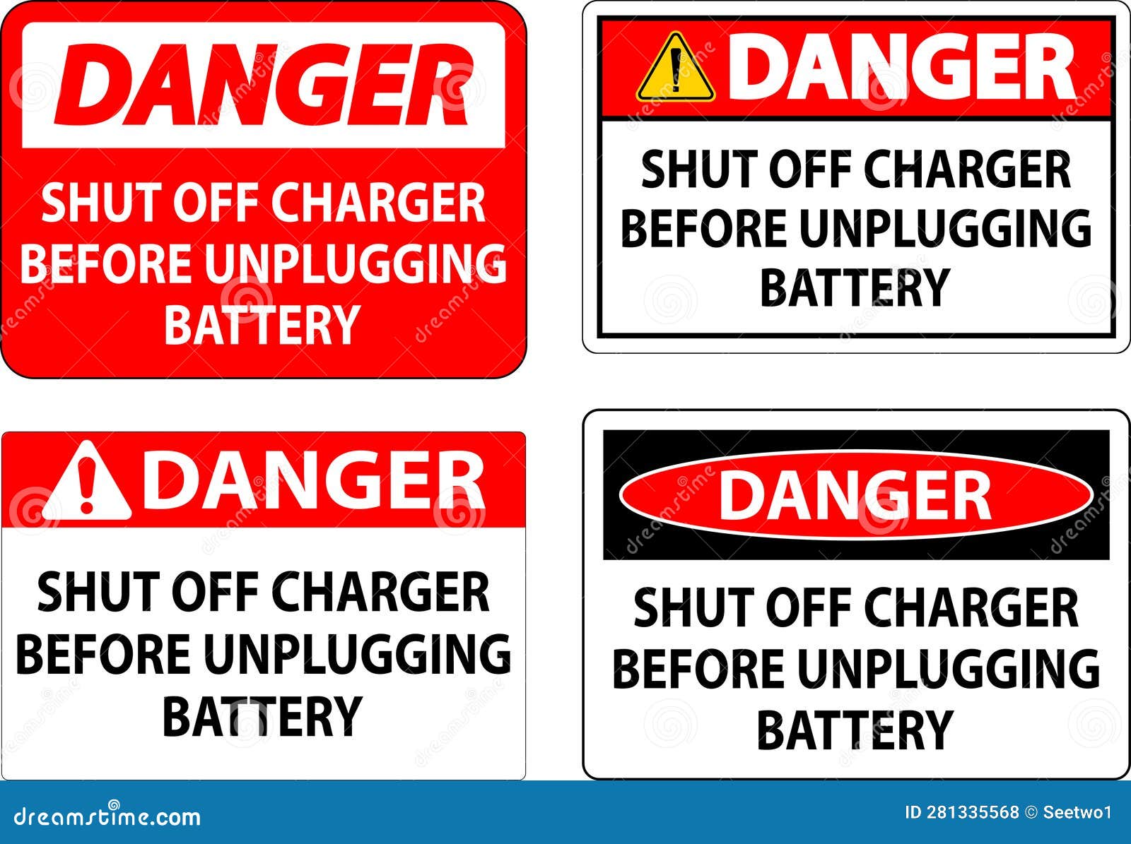Danger Sign Shut Off Charger before Unplugging Battery Stock Vector ...