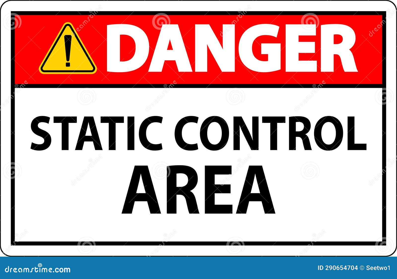 Danger Sign Static Control Area Stock Vector - Illustration of charge ...
