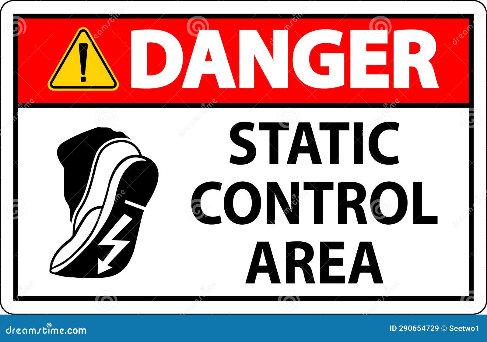 Danger Sign Static Control Area Stock Vector - Illustration of protect ...