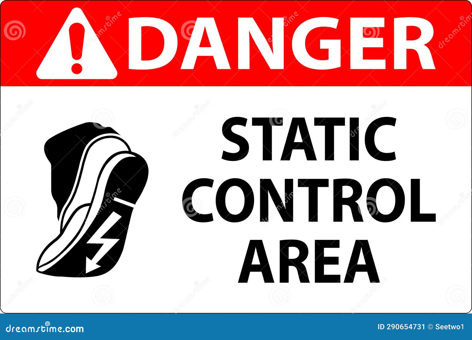 Danger Sign Static Control Area Stock Vector - Illustration of control ...