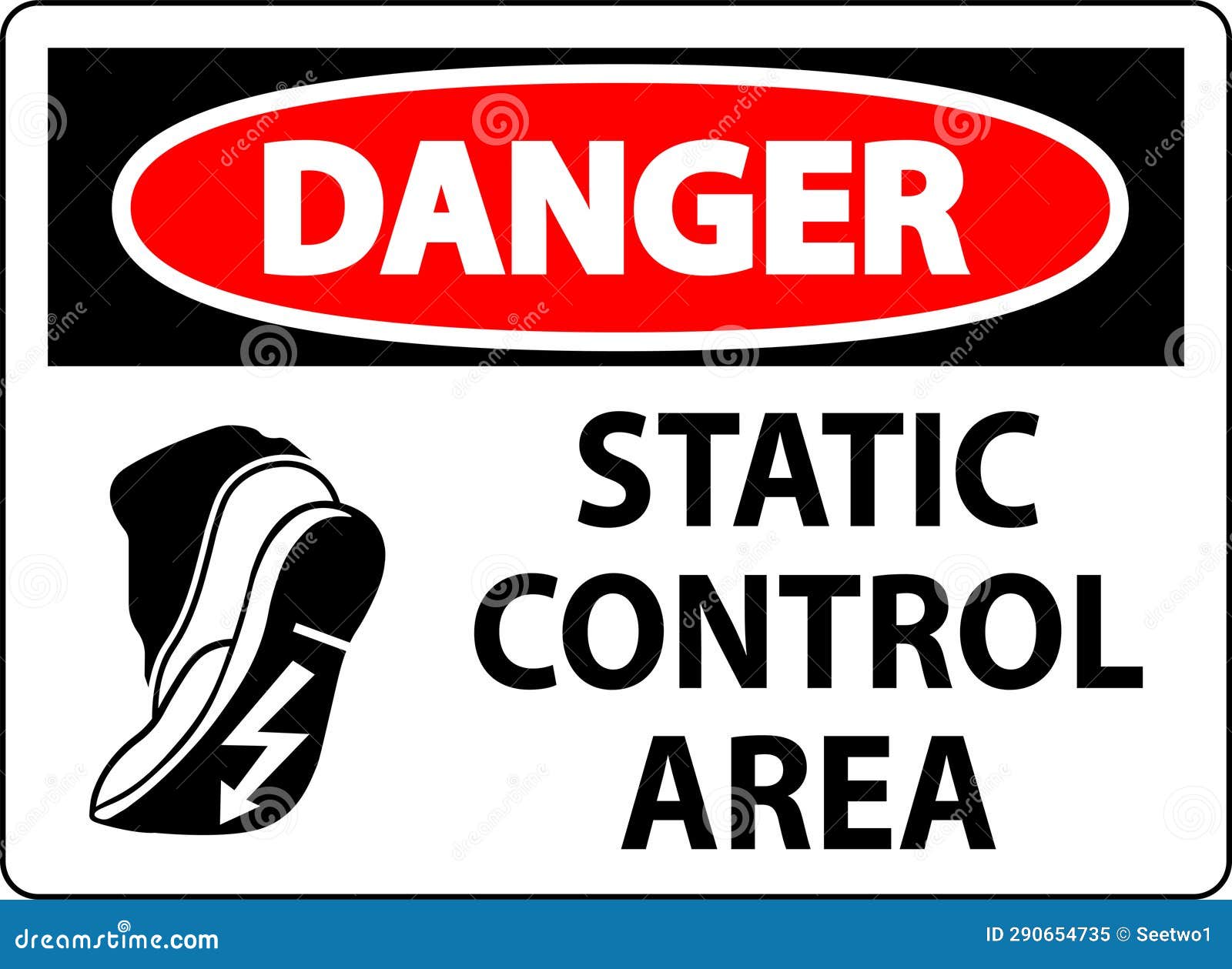 Danger Sign Static Control Area Stock Vector - Illustration of catch ...