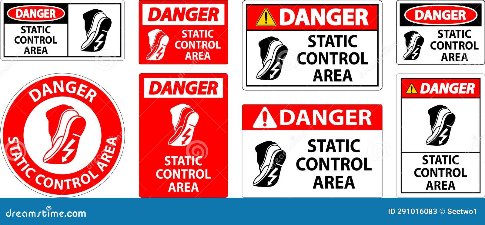 Danger Sign Static Control Area Stock Vector - Illustration of floor ...