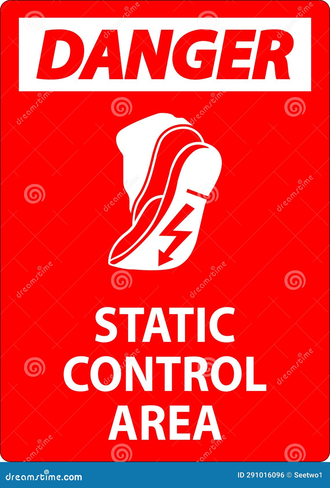 Danger Sign Static Control Area Stock Vector - Illustration of floor ...