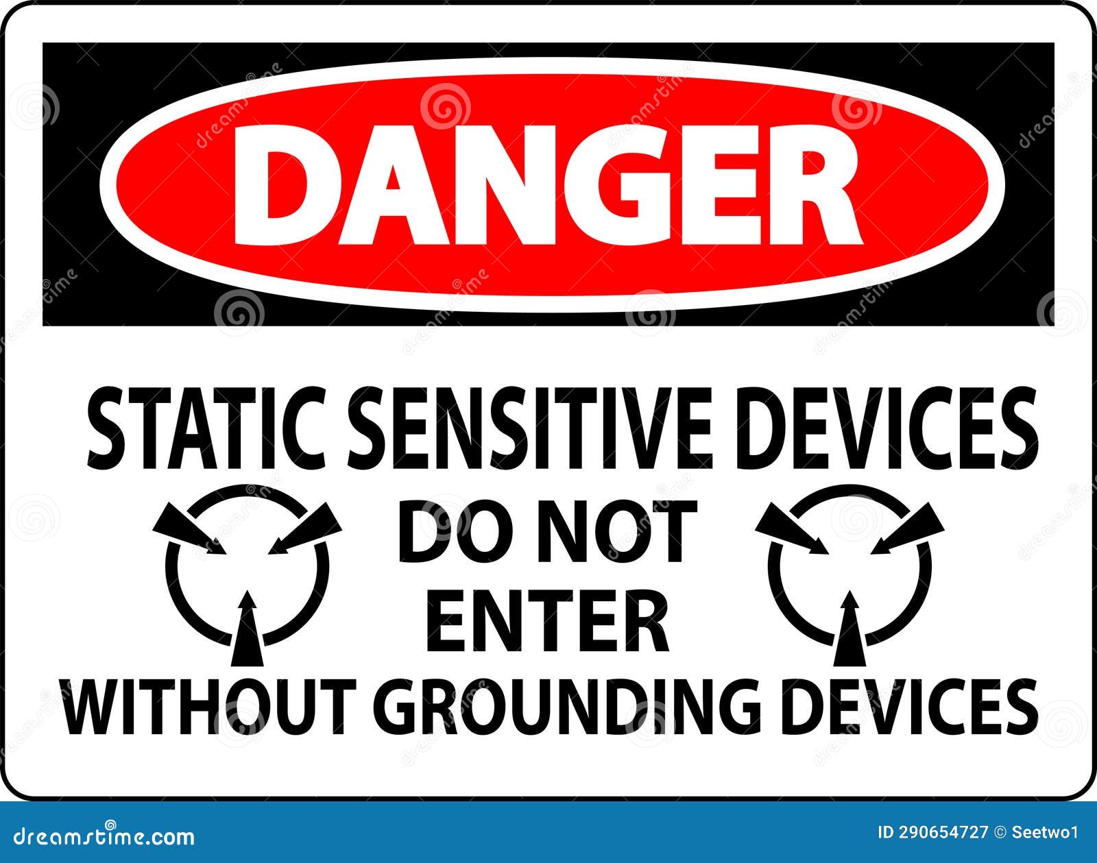Danger Sign Static Sensitive Devices Do Not Enter without Grounding ...