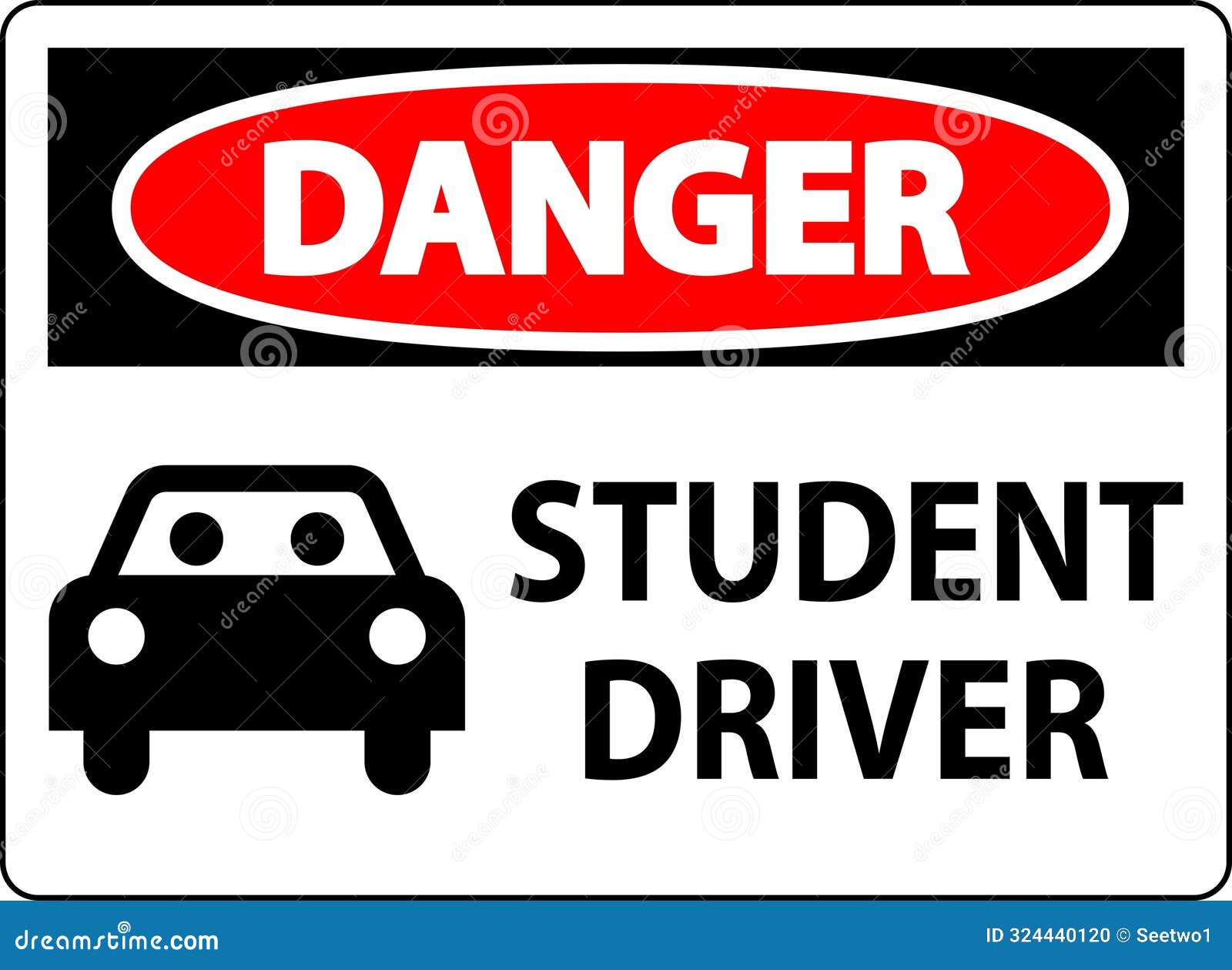 Danger Sign, Student Driver Sign Stock Vector - Illustration of danger ...