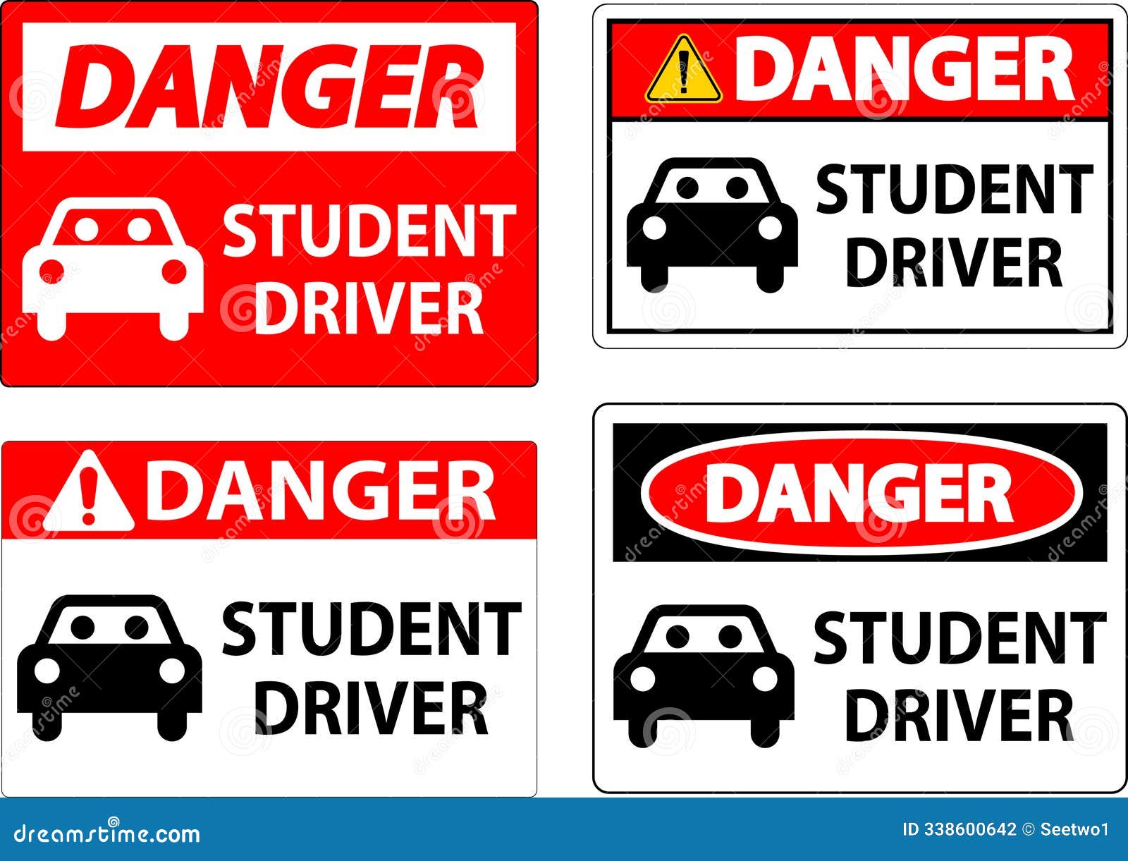 Danger Sign, Student Driver Sign Stock Vector - Illustration of ...