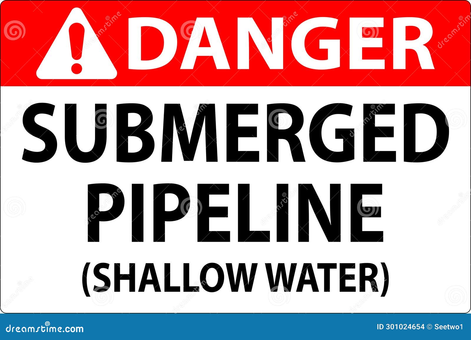 Danger Sign Submerged Pipeline (Shallow Water Stock Vector ...