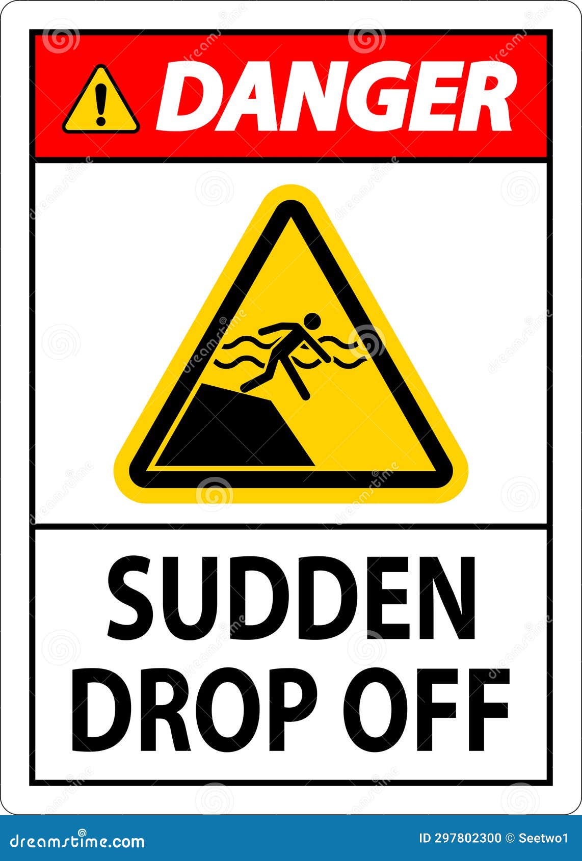 Danger Sign Sudden Drop Off Stock Vector - Illustration of plummet ...
