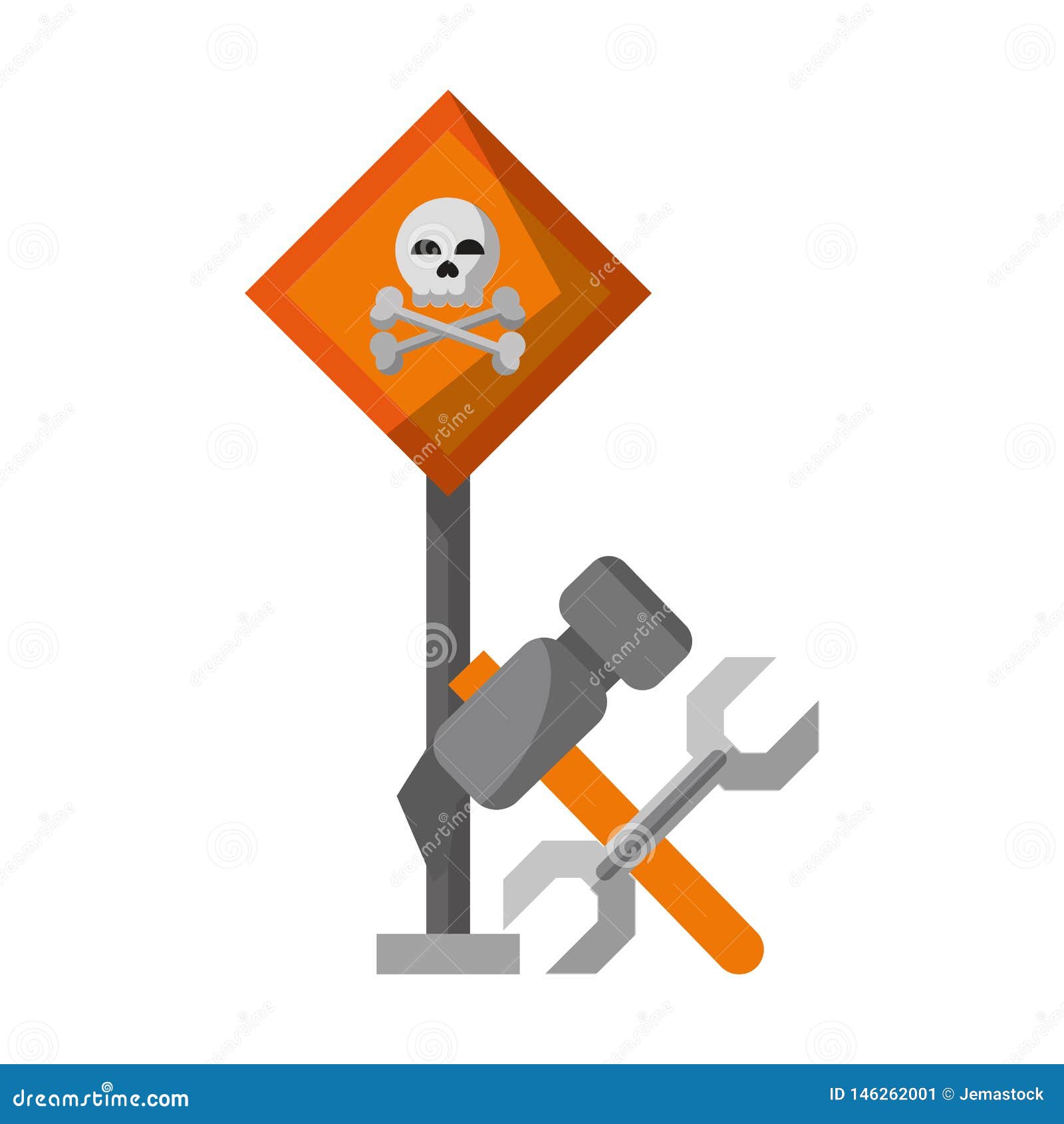 Danger sign with tools stock vector. Illustration of danger - 146262001