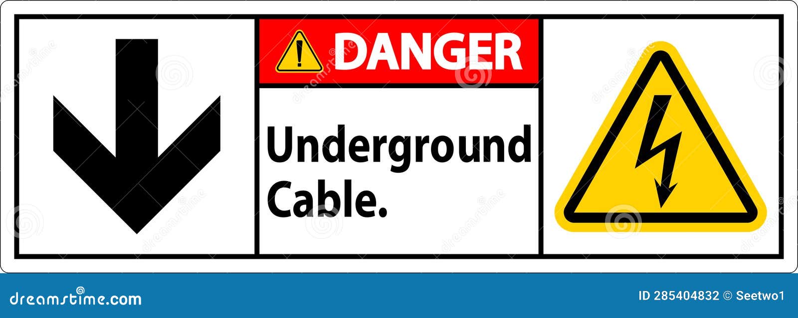 Danger Sign, Underground Cable Sign Stock Vector - Illustration of ...