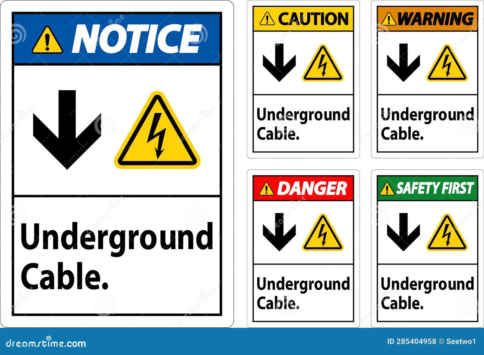 Danger Sign, Underground Cable Sign Stock Vector - Illustration of ...