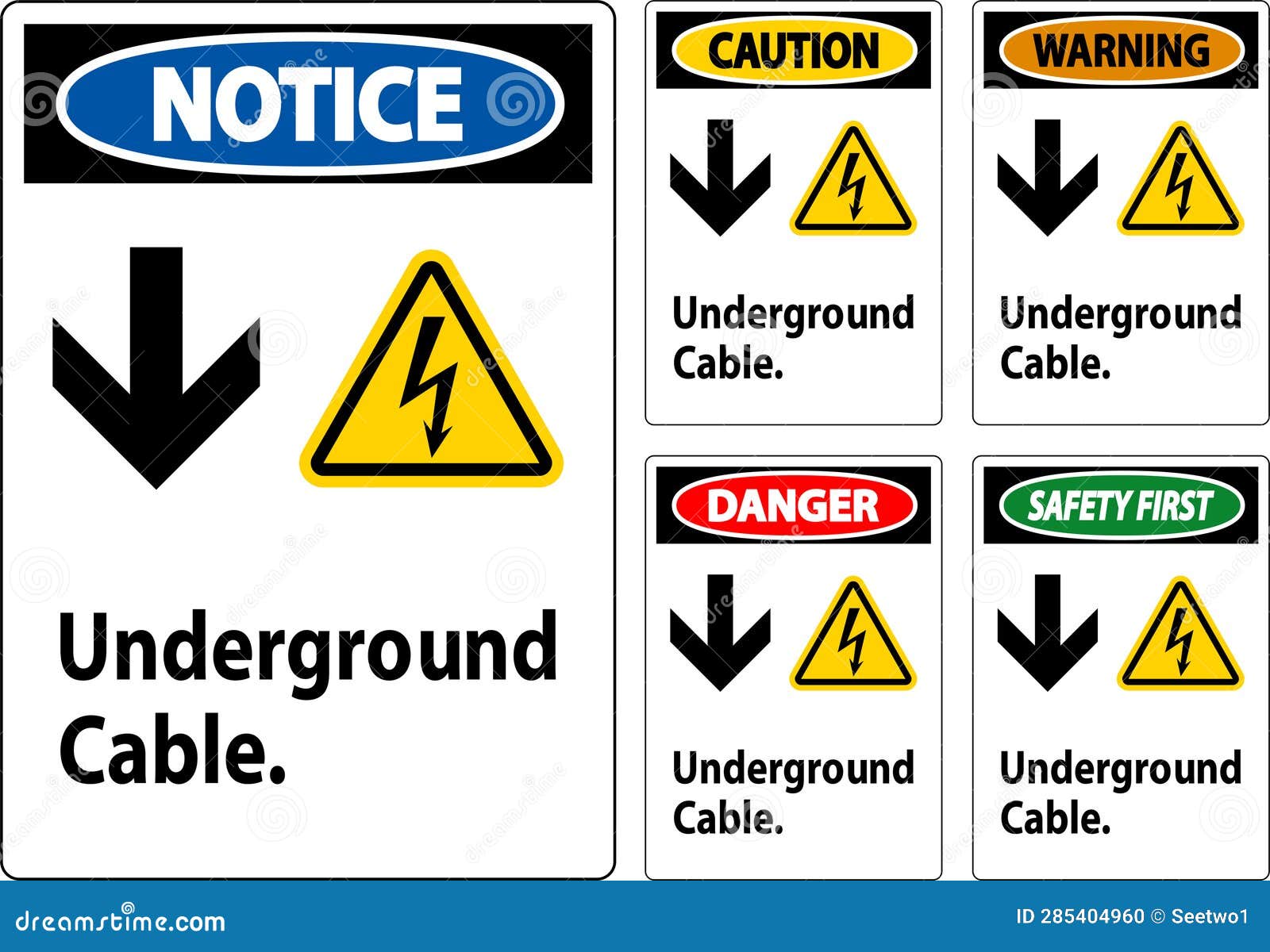 Danger Sign, Underground Cable Sign Stock Vector - Illustration of ...