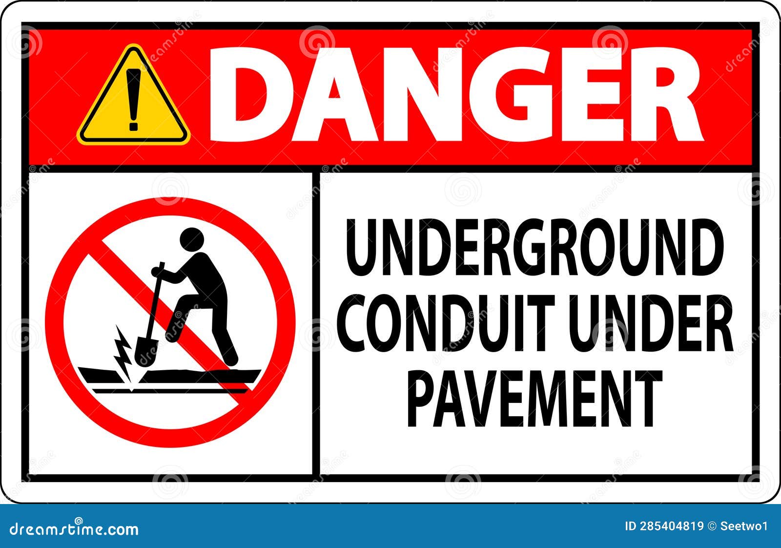 Danger Sign, Underground Conduit Under Pavement Stock Vector ...
