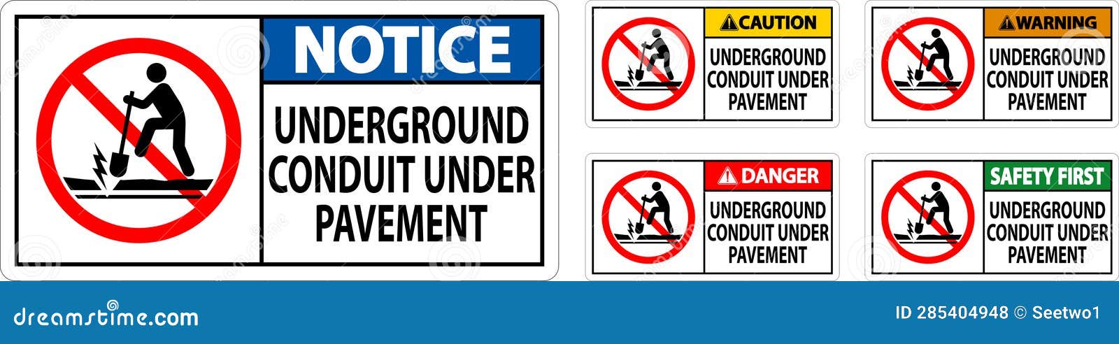 Danger Sign, Underground Conduit Under Pavement Stock Vector ...